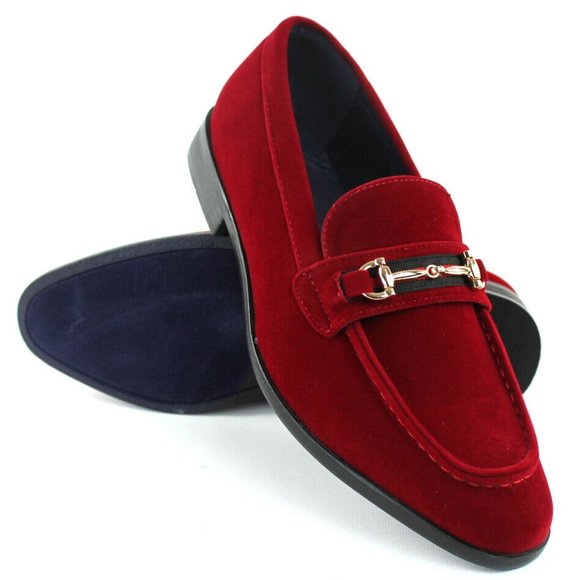 Alberto Fellini | Shoes | Mens Red Velvet Slip On Gold Buckle Dress ...